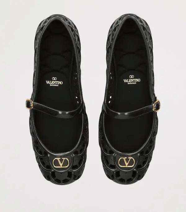 Valentino Garavani Perforated Rubber Ballet Flats - Black