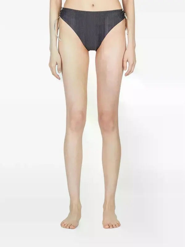 ST. AGNI Striped Self-tie Bikini Bottoms - Black