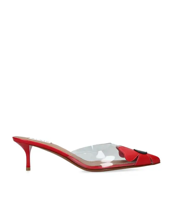Alaïa Leather & Pvc Bloom Mules 55 - Red