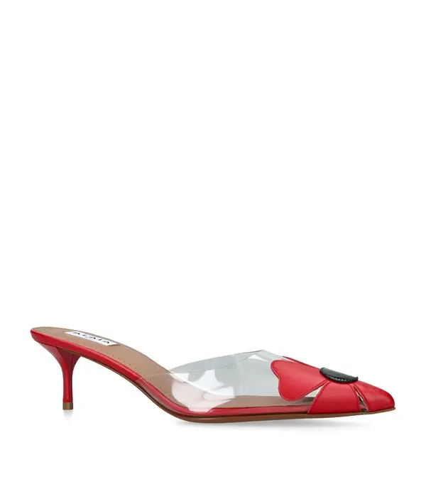 Alaïa Leather & Pvc Bloom Mules 55 - Red