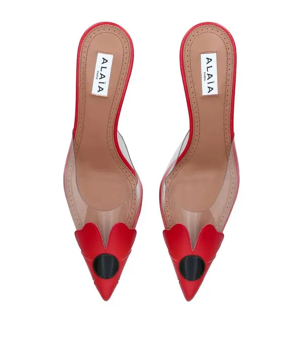Alaïa Leather & Pvc Bloom Mules 55 - Red