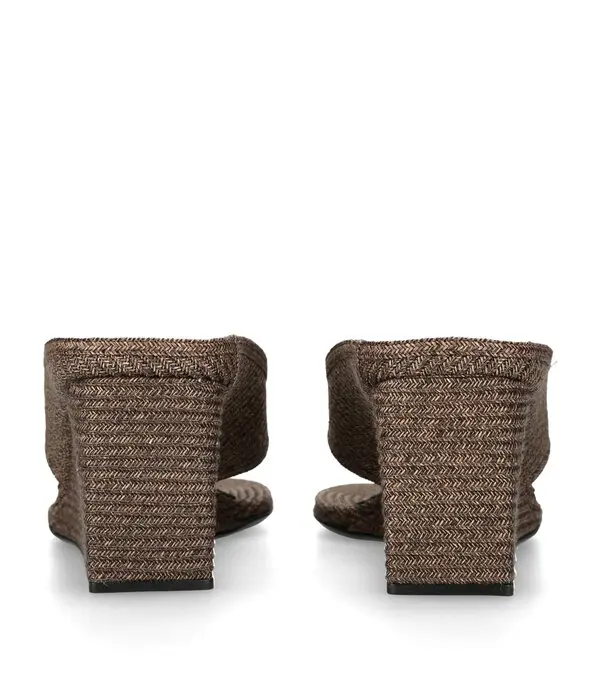 Alaïa Raffia Wedge Sandals - Brown