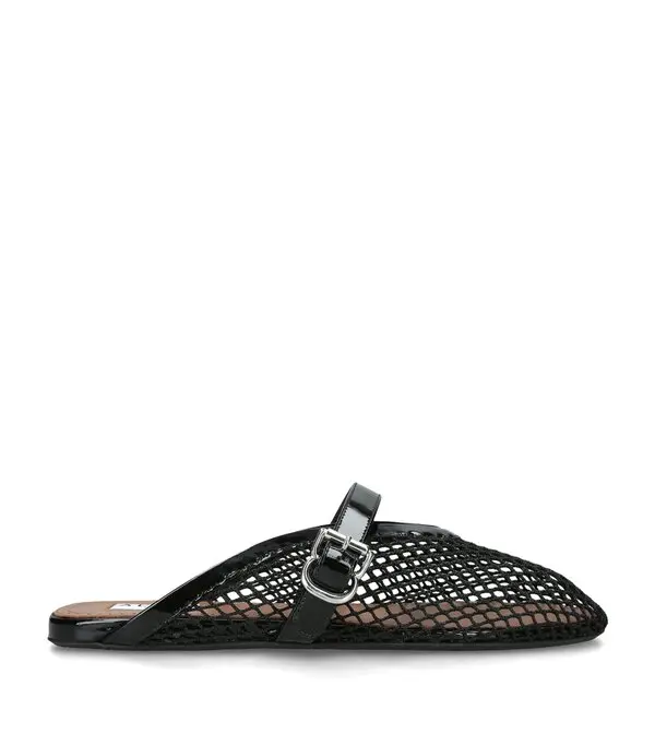 Alaïa Patent Leather Fishnet Mules - Black