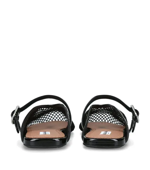 Alaïa Patent Leather Fishnet Mules - Black