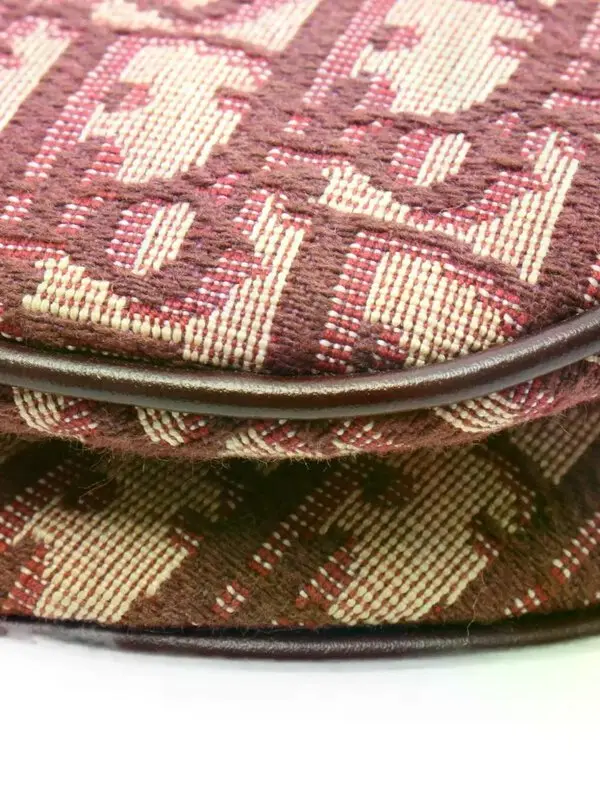 Dior Burgundy Oblique Canvas Saddle Shoulder Bag - Red