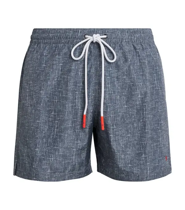 Isaia Printed Technical Fabric Swim Shorts - Grey