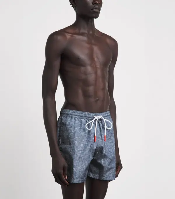 Isaia Printed Technical Fabric Swim Shorts