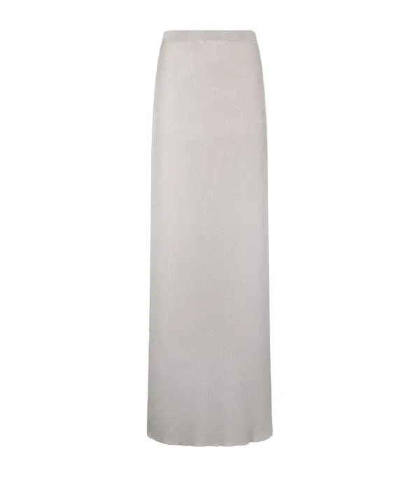 TOM FORD Knitted Micro-sequin Maxi Skirt - Silver
