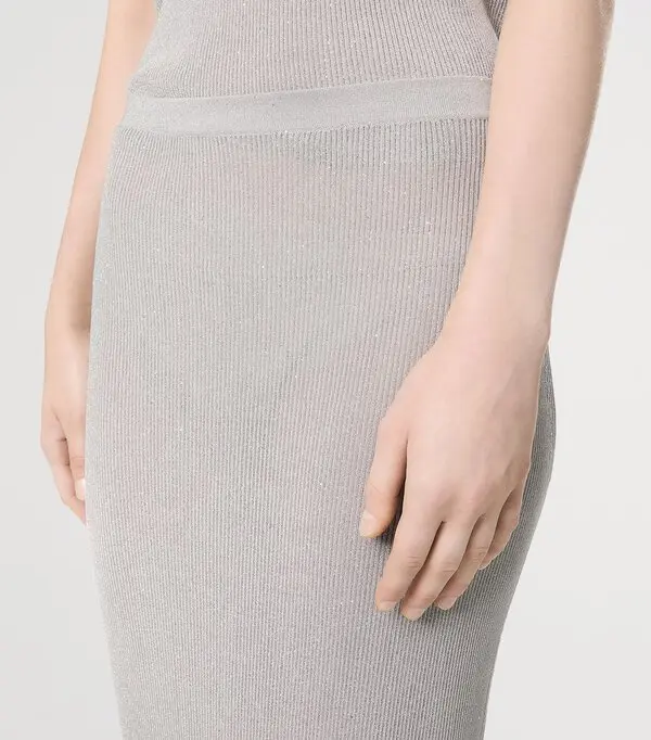 TOM FORD Knitted Micro-sequin Maxi Skirt - Silver