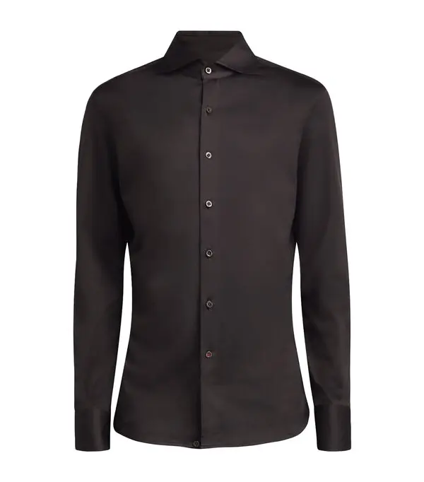 Isaia Cotton Jersey Shirt - Brown
