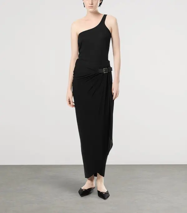 TOM FORD One-shoulder Silk-blend Ribbed Tank Top - Black