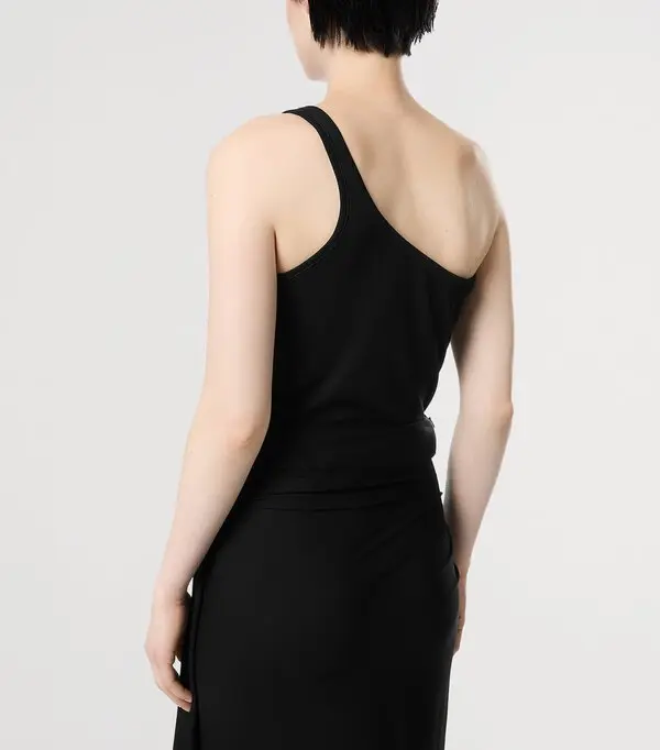 TOM FORD One-shoulder Silk-blend Ribbed Tank Top - Black