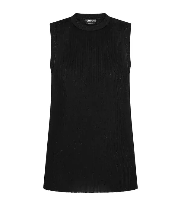 TOM FORD Micro-sequin Knitted Tank Top - Black