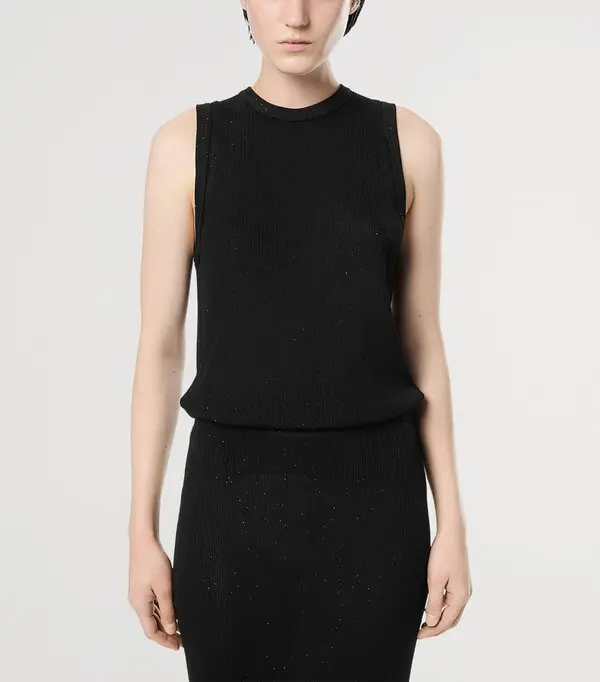 TOM FORD Micro-sequin Knitted Tank Top - Black