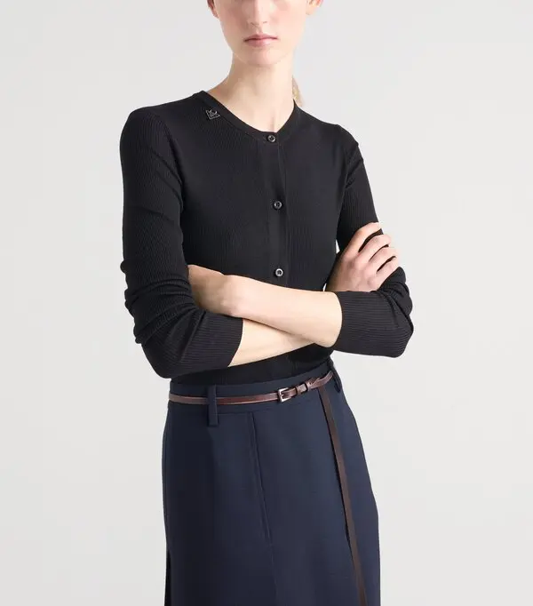 Prada Wool Ribbed Slim Cardigan