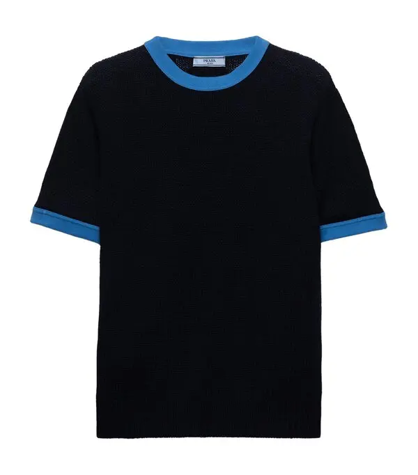 Prada Cashmere Short Sleeve Sweater - Blue