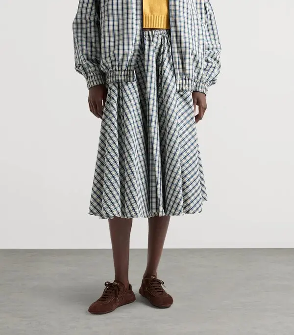 Prada Checked Midi Skirt - Neutral