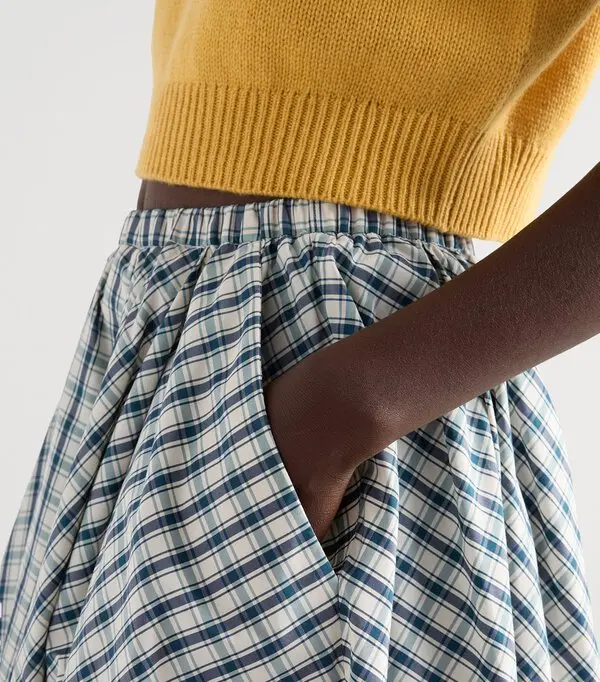 Prada Checked Midi Skirt - Neutral