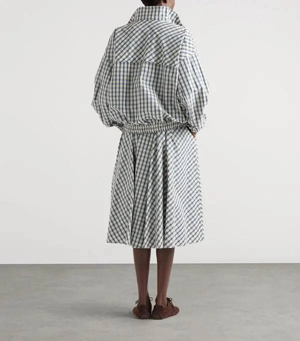 Prada Checked Midi Skirt - Neutral