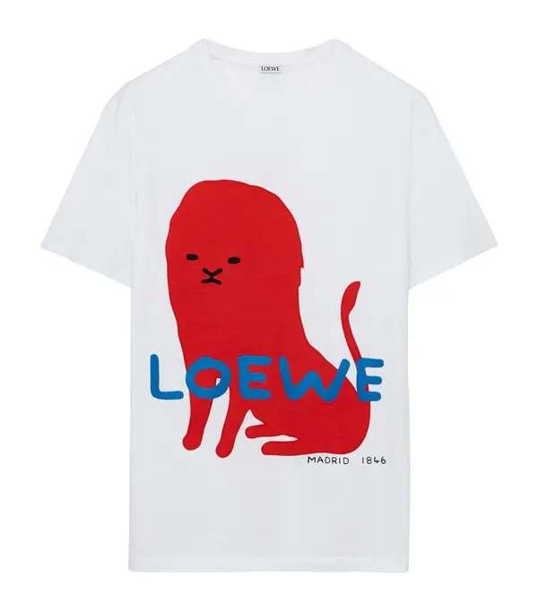 Loewe Cotton-blend Printed T-shirt - White