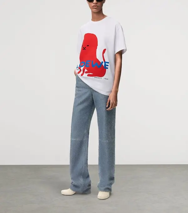 Loewe Cotton-blend Printed T-shirt - White