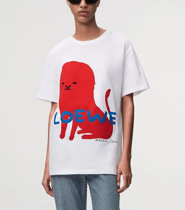 Loewe Cotton-blend Printed T-shirt - White