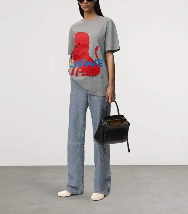 Loewe Cotton-blend Graphic Print T-shirt - Grey