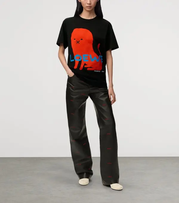 Loewe Cotton-blend Graphic T-shirt - Black