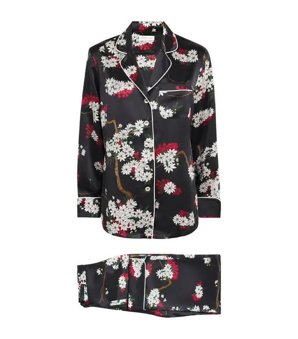 Olivia Von Halle Silk Lila René Pyjamas - Black
