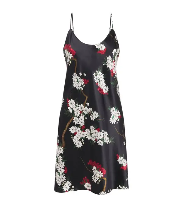 Olivia Von Halle Silk Venus René Slip Nightdress - Black