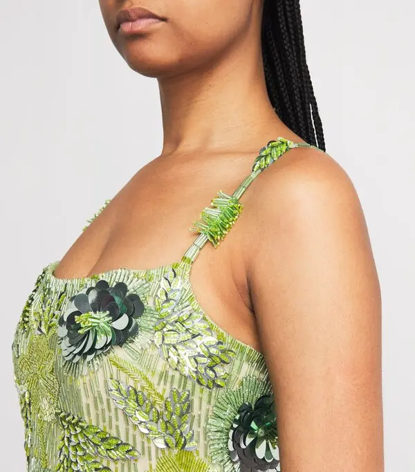 Rachel Gilbert Embellished Pierre Mini Dress