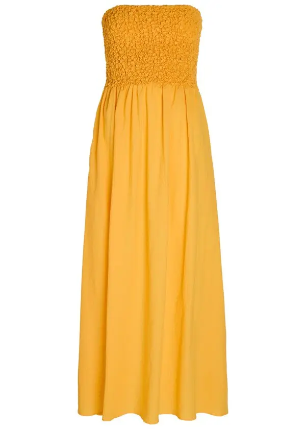Faithfull The Brand Orla Strapless Midi Dress - Orange