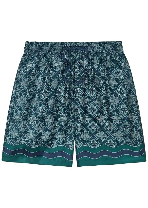 Casablanca Radiating Logo-monogram Silk Shorts