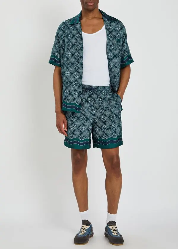 Casablanca Radiating Logo-monogram Silk Shorts