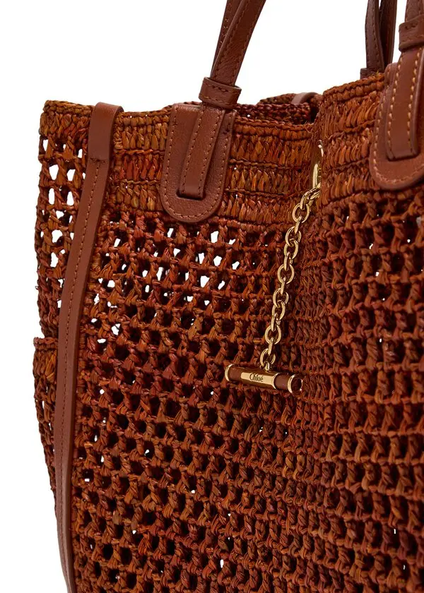 Chloé Iconic Logo Raffia Tote Bag - Brown