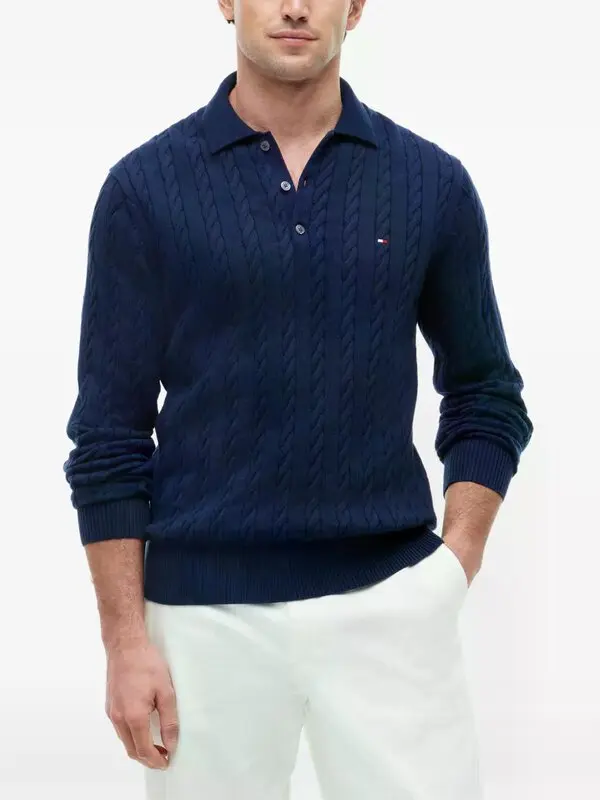 Tommy Hilfiger Cable Knit Polo Collar Sweater