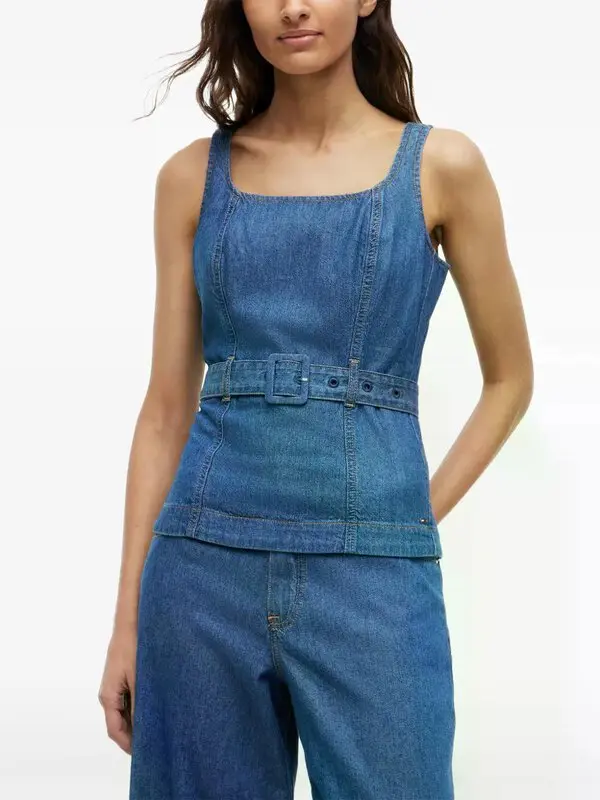 Tommy Hilfiger Belted Denim Square Neck Top