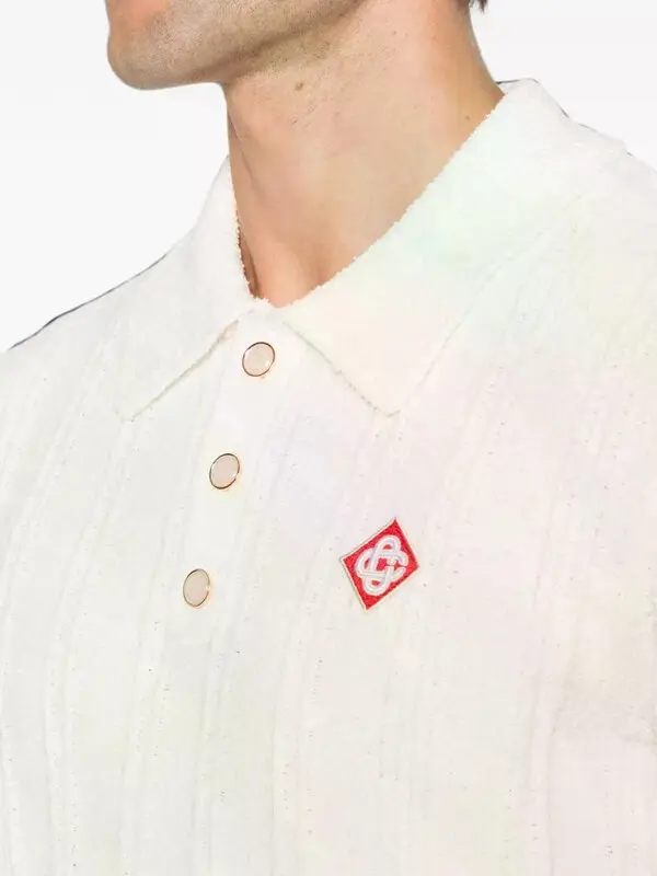 Casablanca Ribbed-knit Logo-patch Polo Shirt