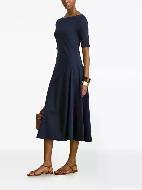 Ralph Lauren Rib-knit Stretch Cotton Midi Dress - Blue