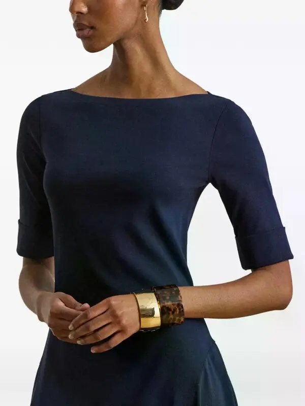 Ralph Lauren Rib-knit Stretch Cotton Midi Dress - Blue