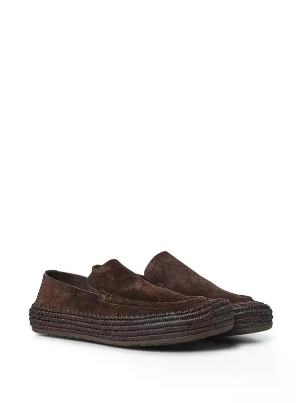 Loewe Rio Braided-sole Suede Loafers - Brown