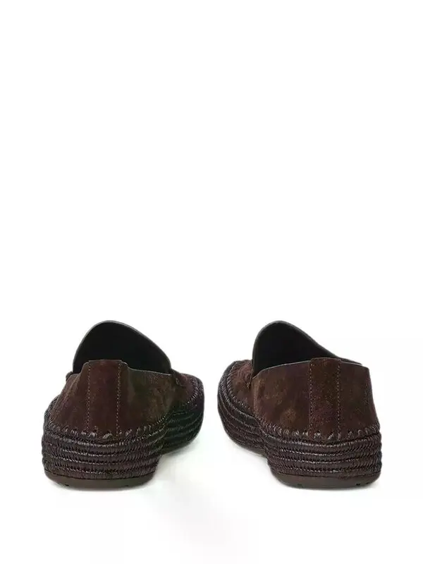 Loewe Rio Braided-sole Suede Loafers - Brown