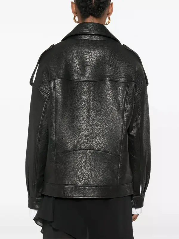 ADRIANNA FERETTI Adrianna Ferretti Textured Leather Biker Jacket