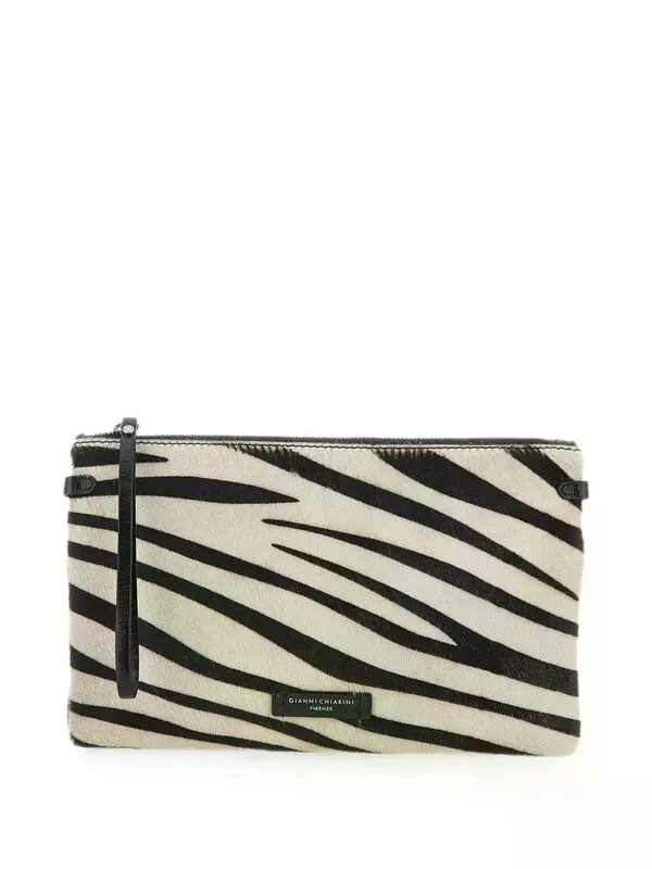 GIANNI CHIARINI Hermy Zebra-print Clutch Bag