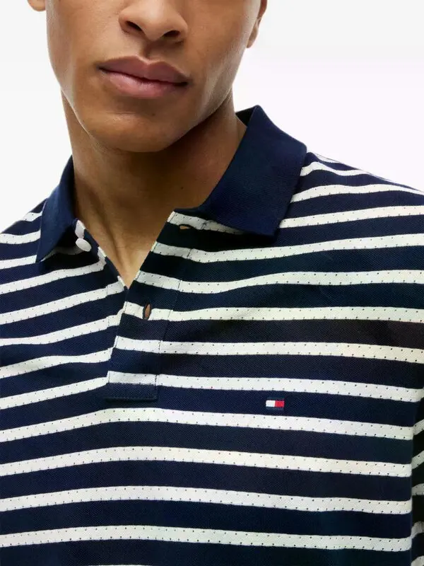 Tommy Hilfiger Striped-print Logo-embroidered Polo Shirt