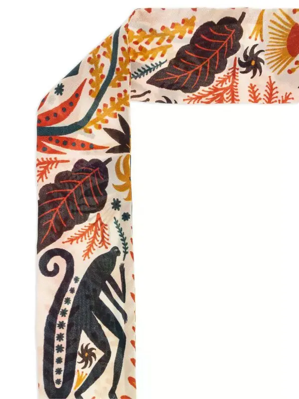 Etro X Tabby Booth Monkey-print Silk Scarf