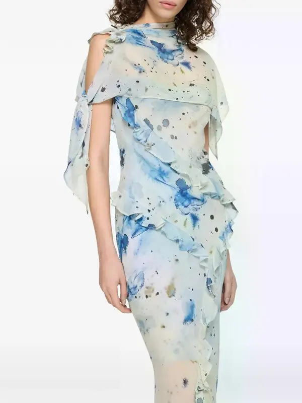 Paris Georgia Ruffled Printed Maxi Dress