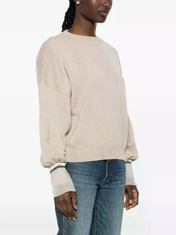 Brunello Cucinelli Monili-embellished Crew Neck Sweater