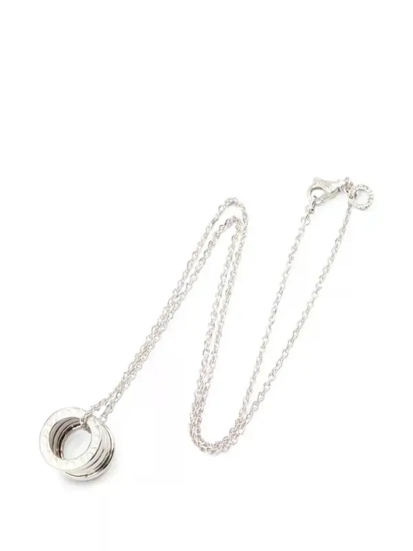 BVLGARI B.zero1 18k White Gold Pendant Cable-link Chain Necklace - Silver
