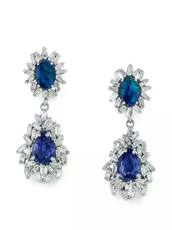 SUZANNE KALAN One Of A Kind Opal And Sapphire Drop Earrings - Silver